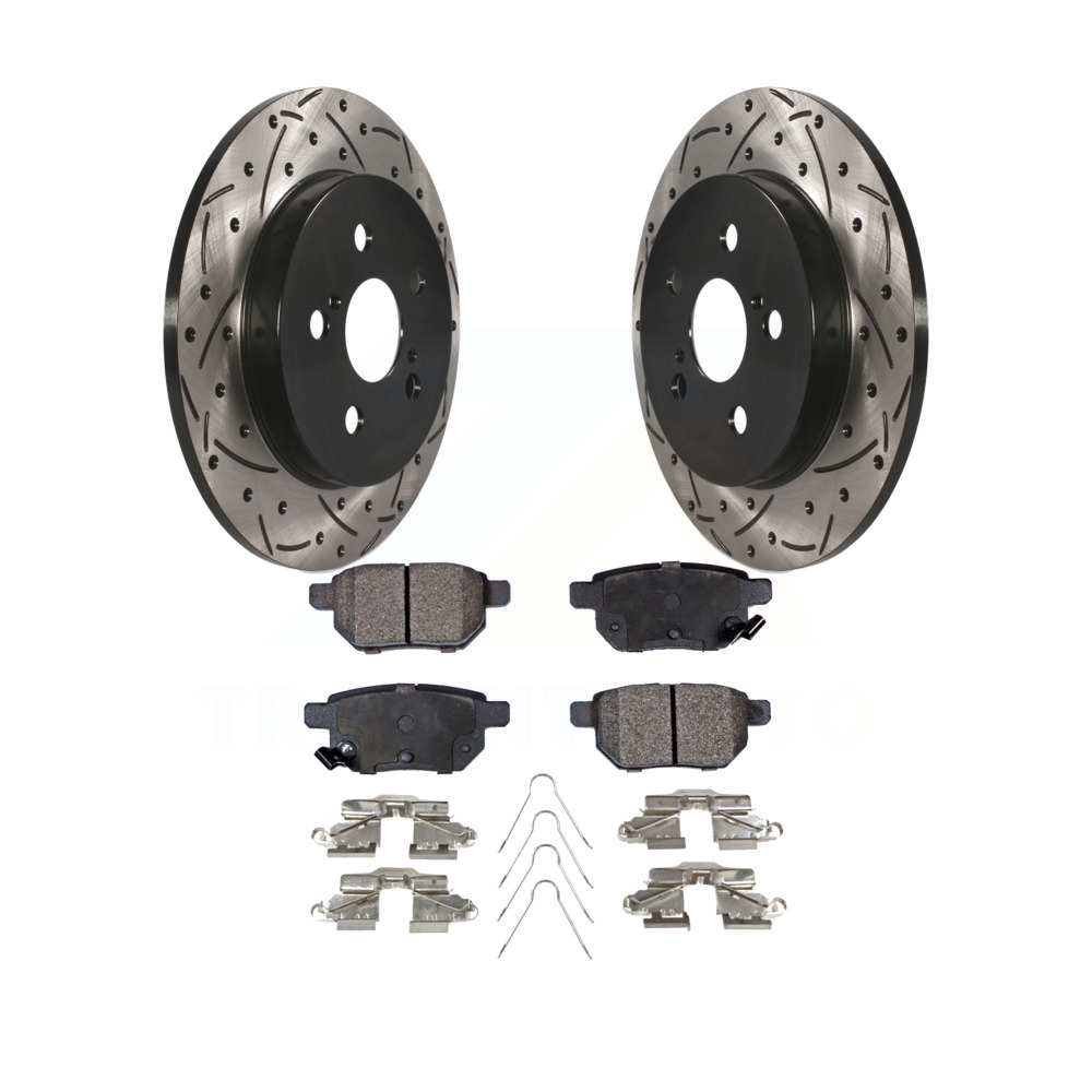 Transit Auto Rear Coated Drilled Slotted Disc Brake Rotors and Ceramic ...