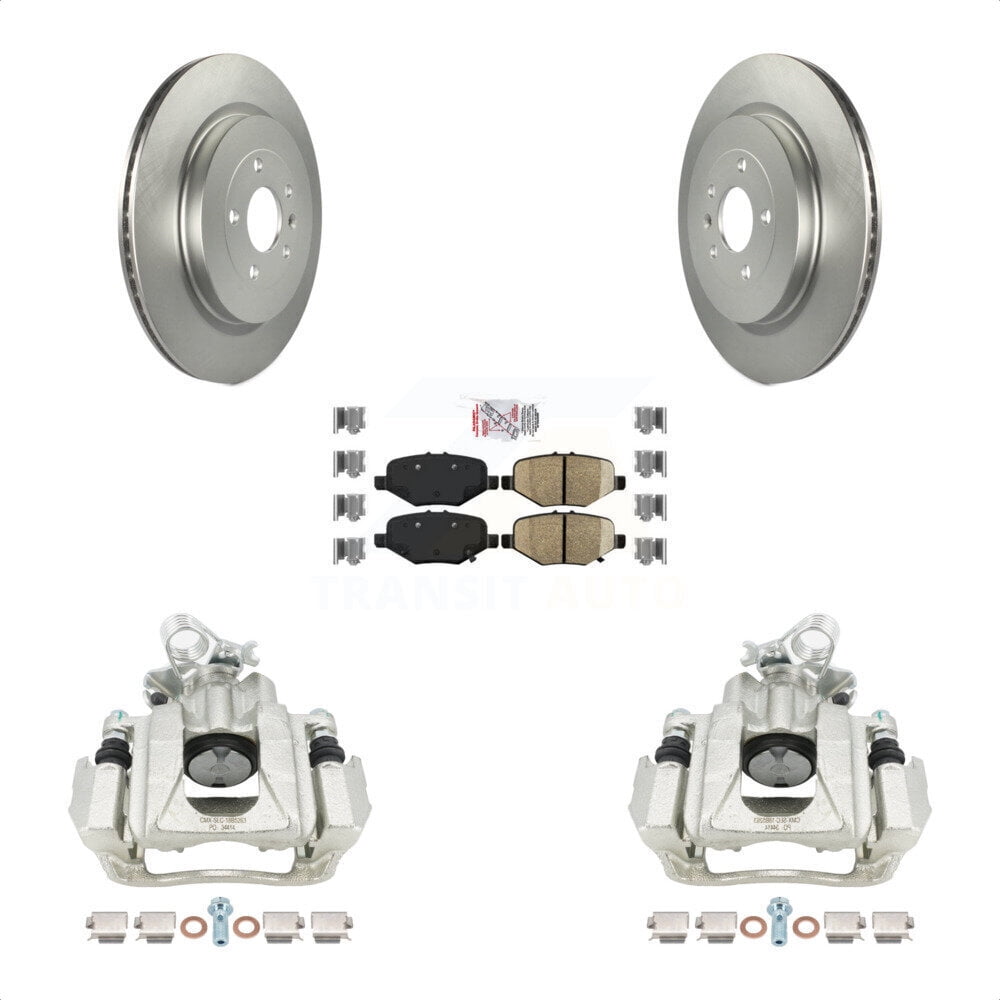 Transit Auto Rear Disc Brake Caliper Coated Rotors and Ceramic Pads Kit ...