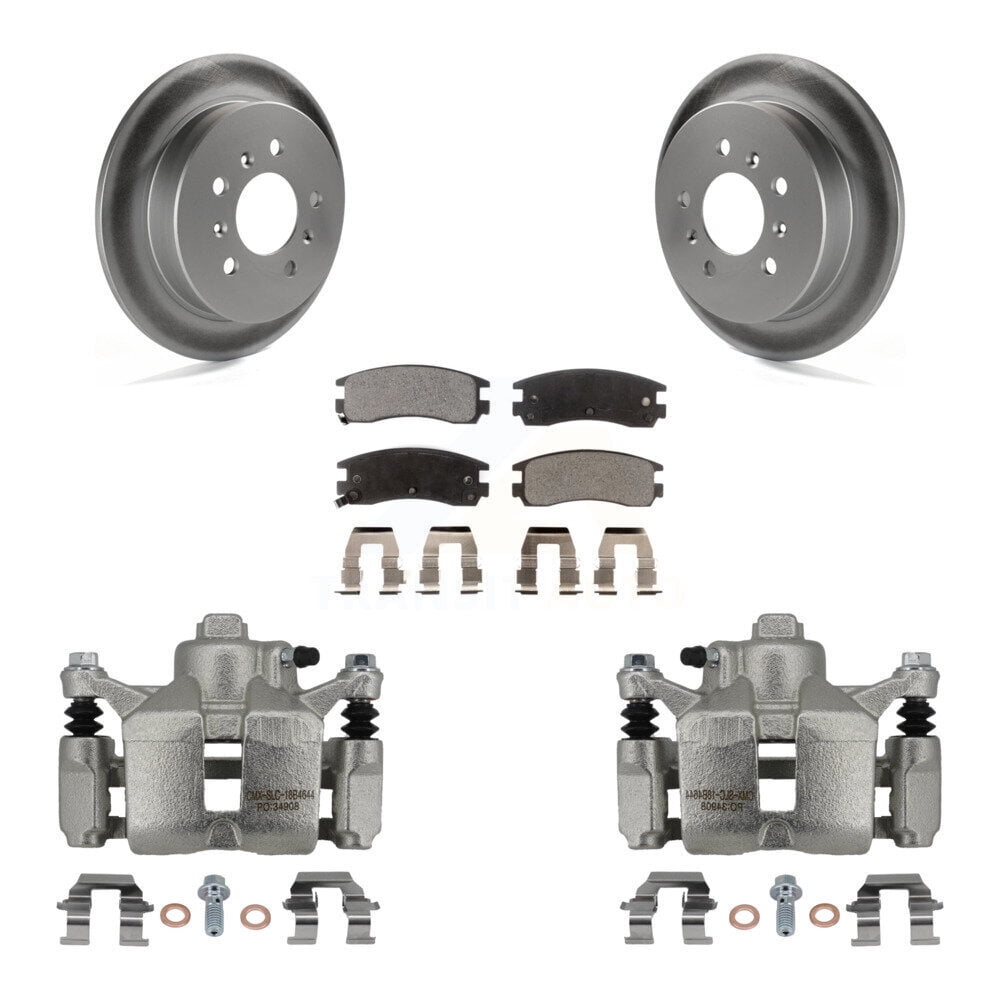Transit Auto Rear Disc Brake Caliper Coated Rotors and Ceramic Pads Kit ...