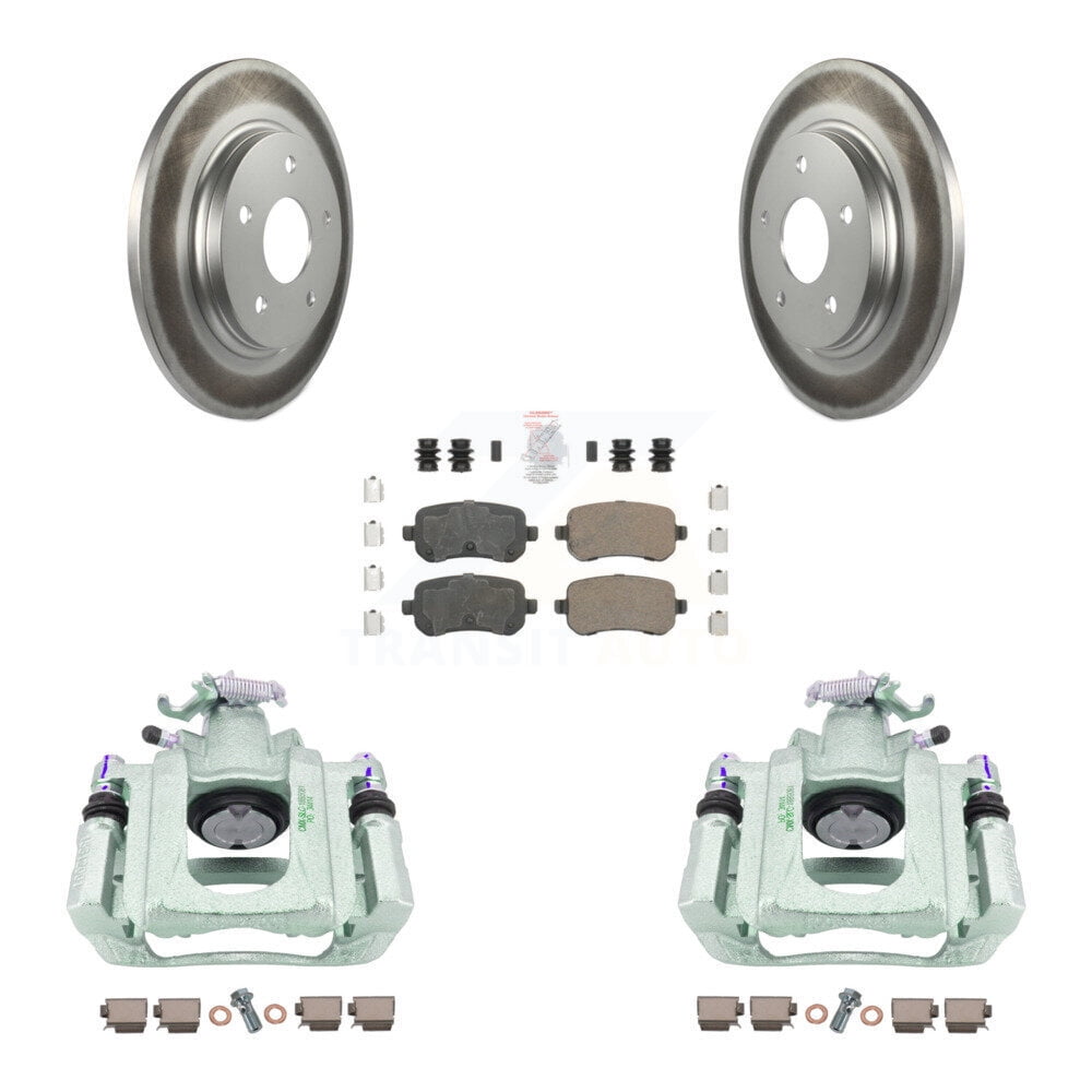 Transit Auto Rear Disc Brake Caliper Coated Rotors and Ceramic Pads Kit ...