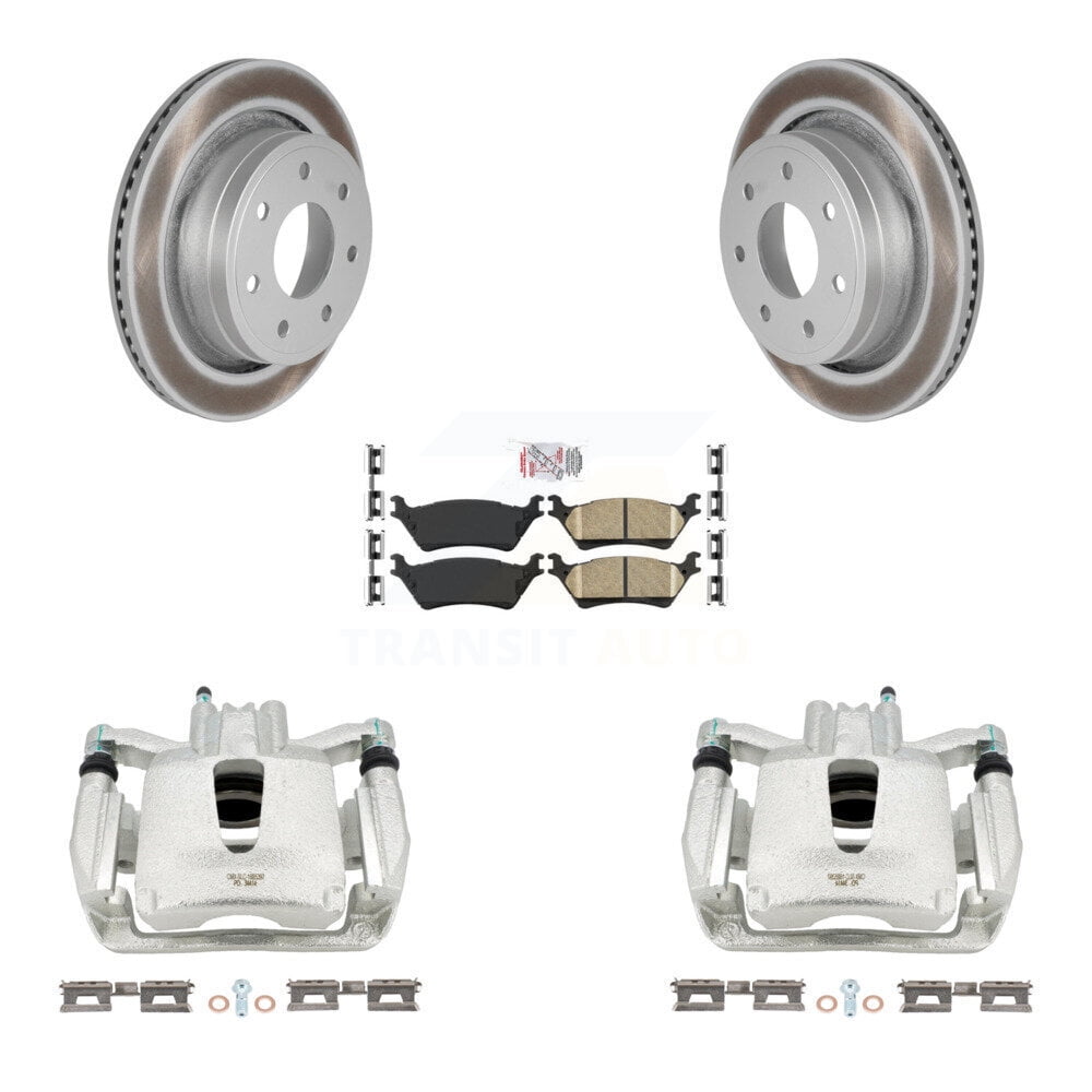Transit Auto Rear Disc Brake Caliper Coated Rotors and Ceramic Pads Kit ...