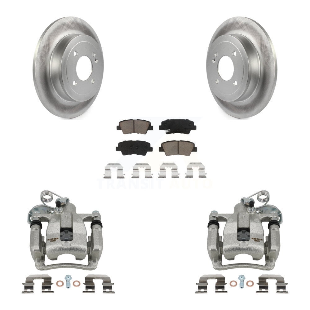Transit Auto Rear Disc Brake Caliper Coated Rotors and Ceramic Pads Kit ...