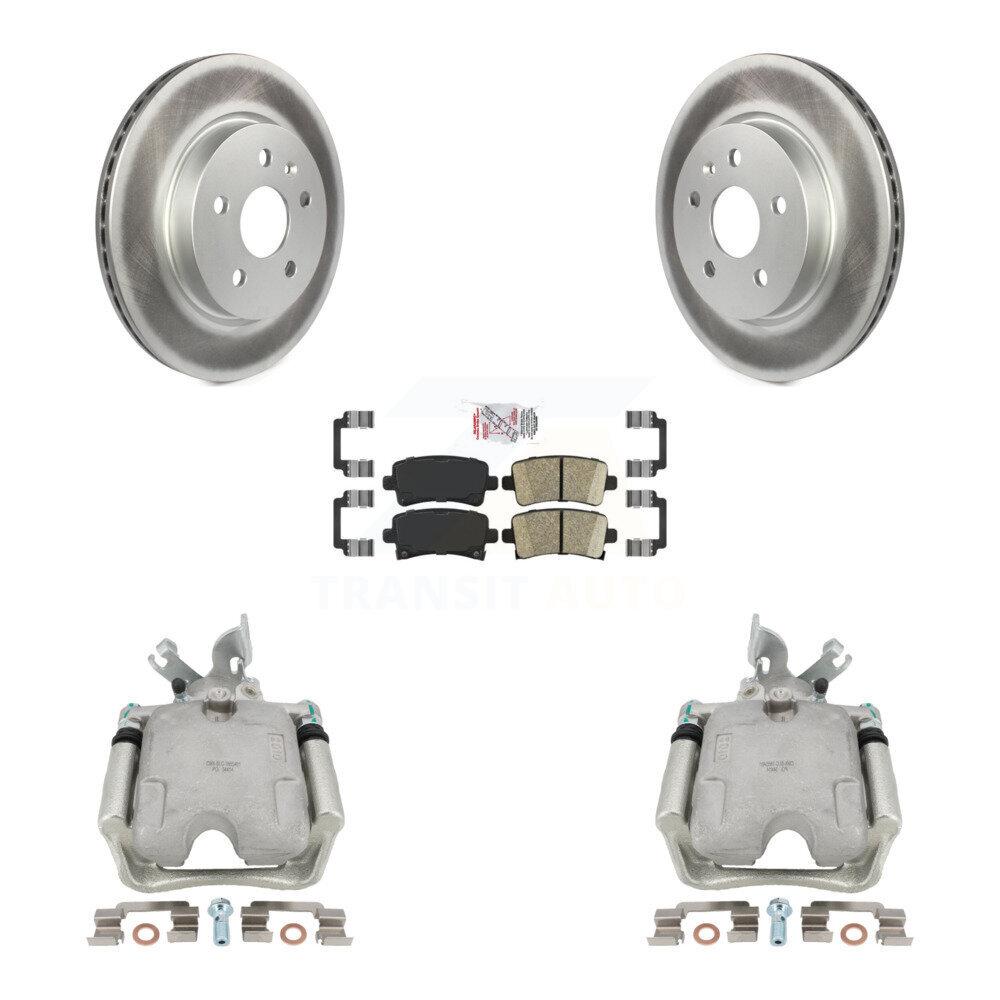 Transit Auto Rear Disc Brake Caliper Coated Rotors and Ceramic Pads Kit ...