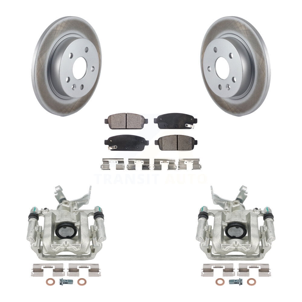 Transit Auto Rear Disc Brake Caliper Coated Rotors and Ceramic Pads Kit ...