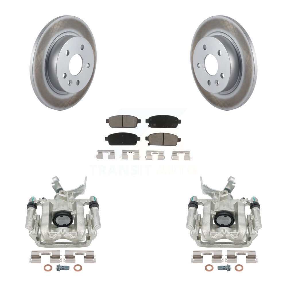 Transit Auto Rear Disc Brake Caliper Coated Rotors and Ceramic Pads Kit ...