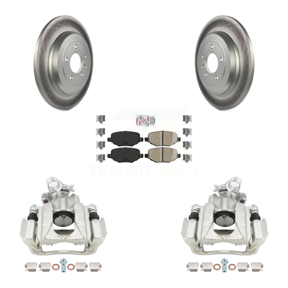 Transit Auto Rear Disc Brake Caliper Coated Rotors and Ceramic Pads Kit ...