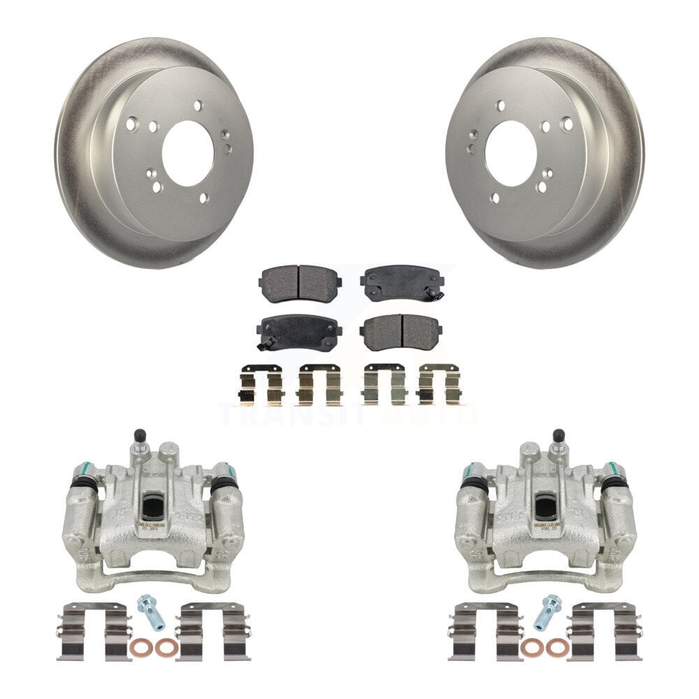 Transit Auto Rear Disc Brake Caliper Coated Rotors and Ceramic Pads Kit ...