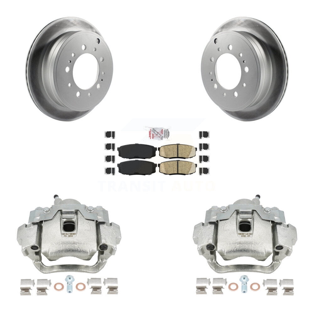 Transit Auto Rear Disc Brake Caliper Coated Rotors and Ceramic Pads Kit ...