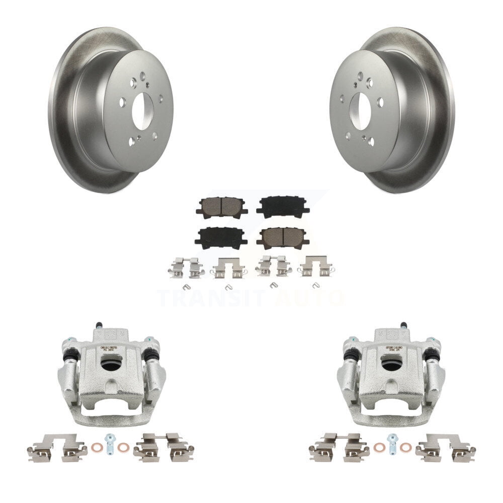 Transit Auto Rear Disc Brake Caliper Coated Rotors and Ceramic Pads Kit ...