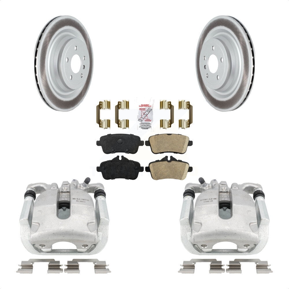 Transit Auto Rear Disc Brake Caliper Coated Rotors and Ceramic Pads Kit ...