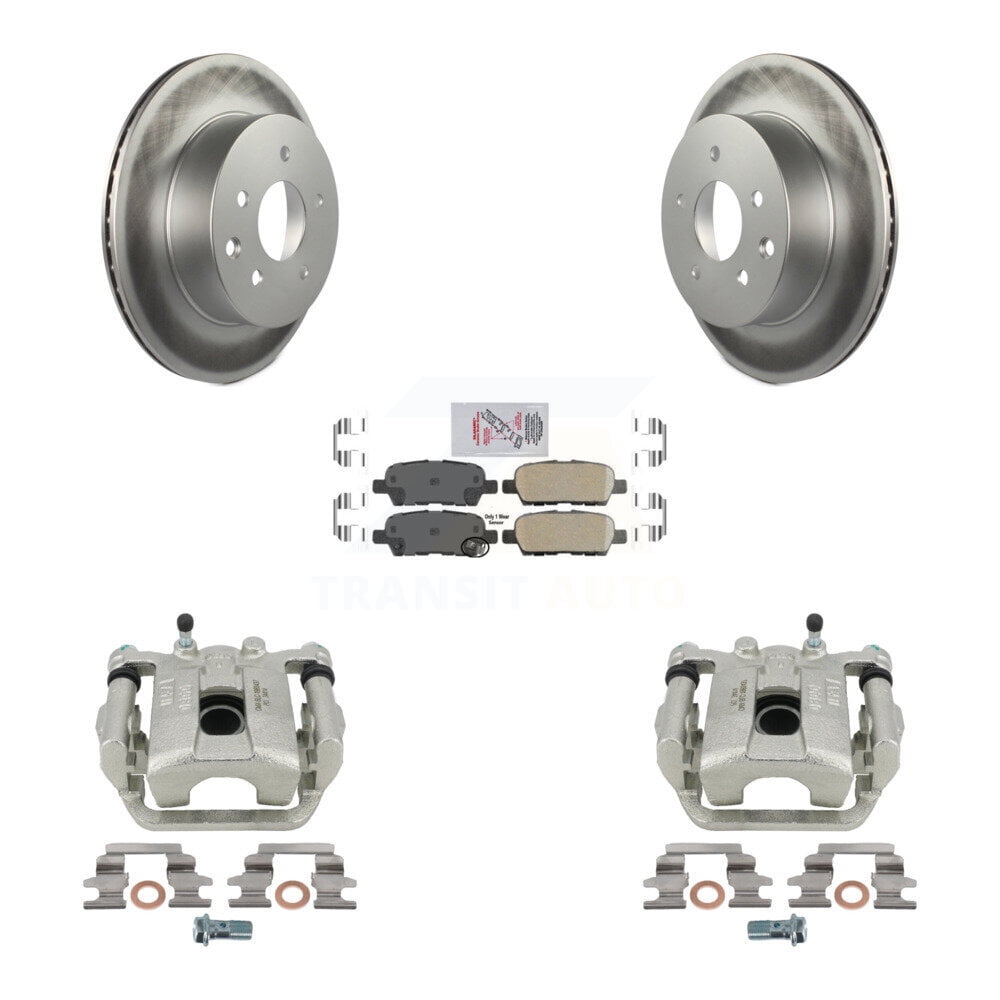 Transit Auto Rear Disc Brake Caliper Coated Rotors and Ceramic Pads Kit ...