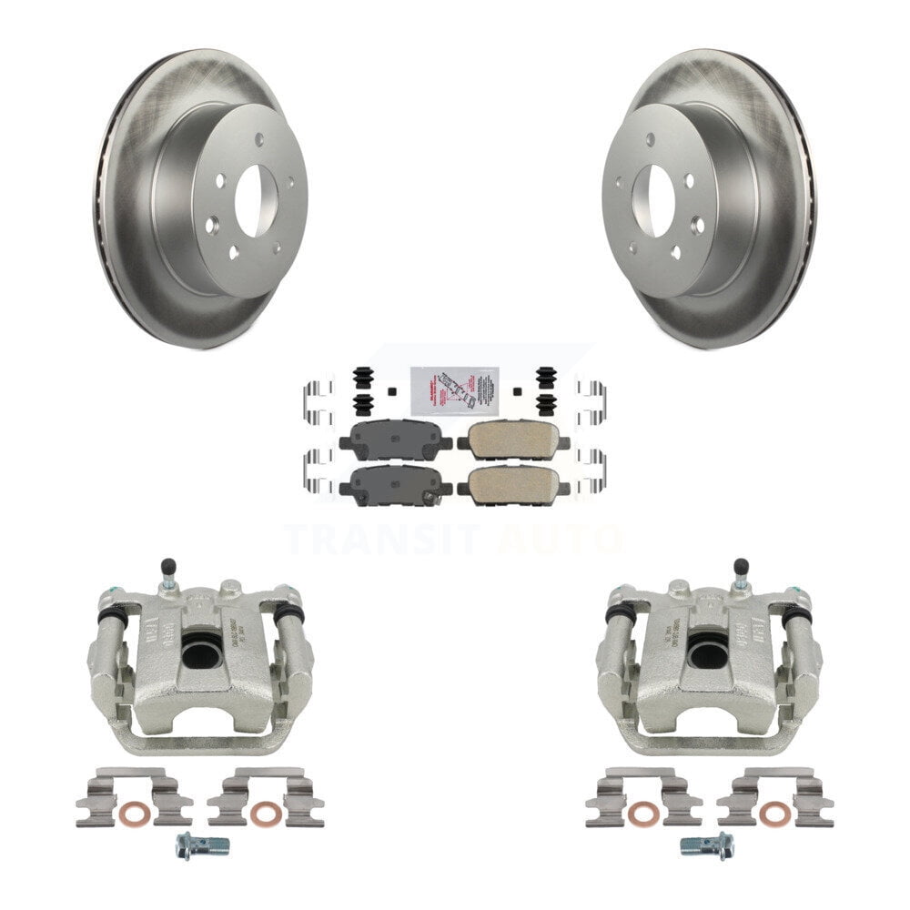 Transit Auto Rear Disc Brake Caliper Coated Rotors and Ceramic Pads Kit ...