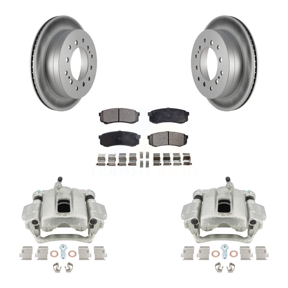 Transit Auto Rear Disc Brake Caliper Coated Rotors and Ceramic Pads Kit ...