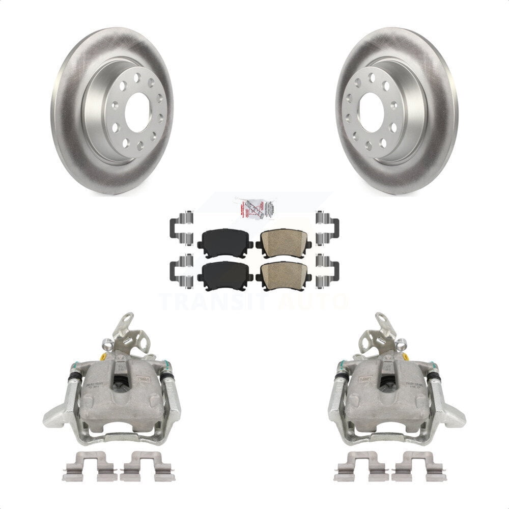 Transit Auto Rear Disc Brake Caliper Coated Rotors and Ceramic Pads Kit ...