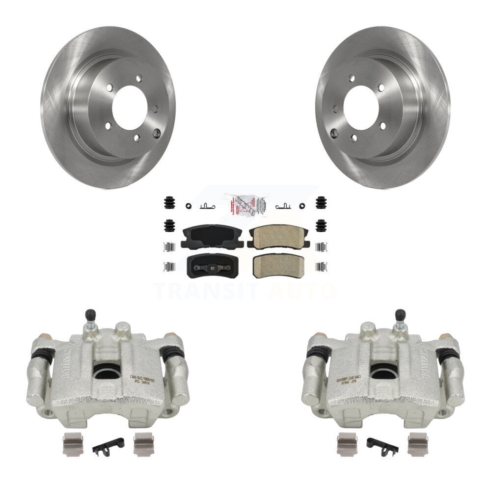 Transit Auto Rear Disc Brake Caliper Rotors and Ceramic Pads Kit for ...