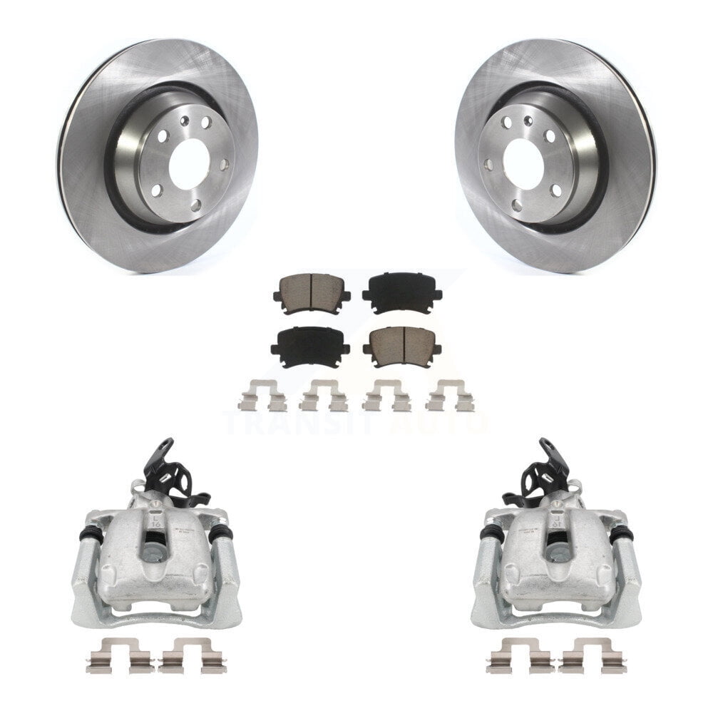 Transit Auto Rear Disc Brake Caliper Rotors and Ceramic Pads Kit for ...
