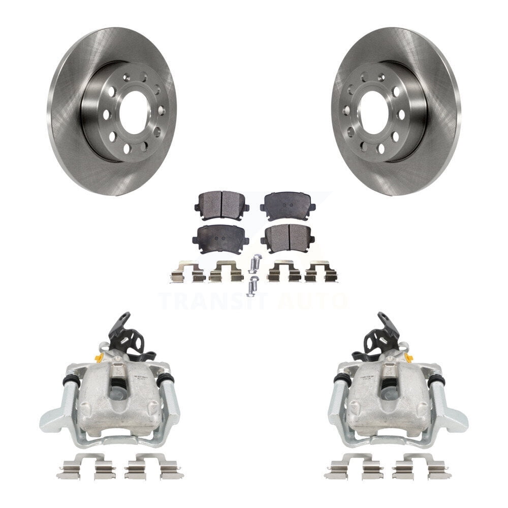 Transit Auto Rear Disc Brake Caliper Rotors and Ceramic Pads Kit for ...