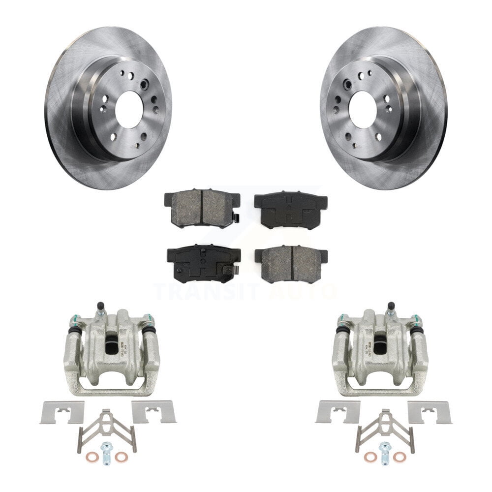Transit Auto Rear Disc Brake Caliper Rotors and Semi-Metallic Pads Kit ...