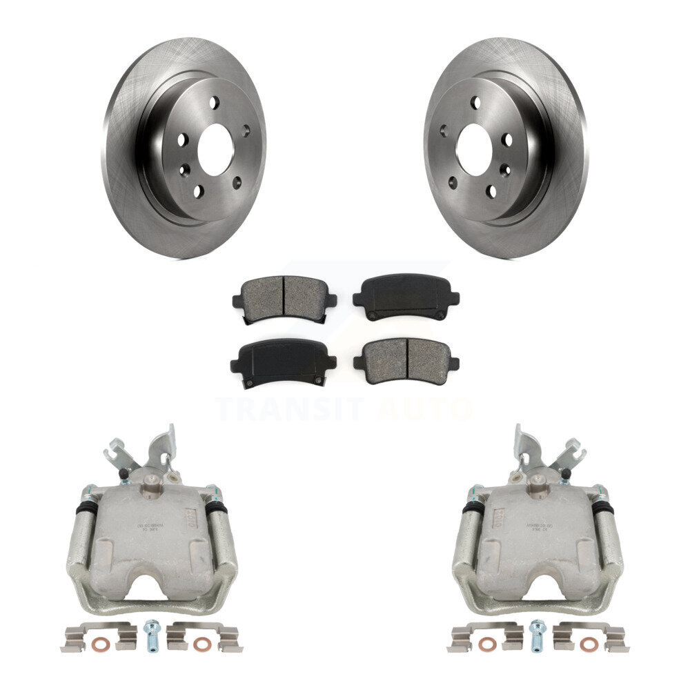 Transit Auto Rear Disc Brake Caliper Rotors and Semi-Metallic Pads Kit ...