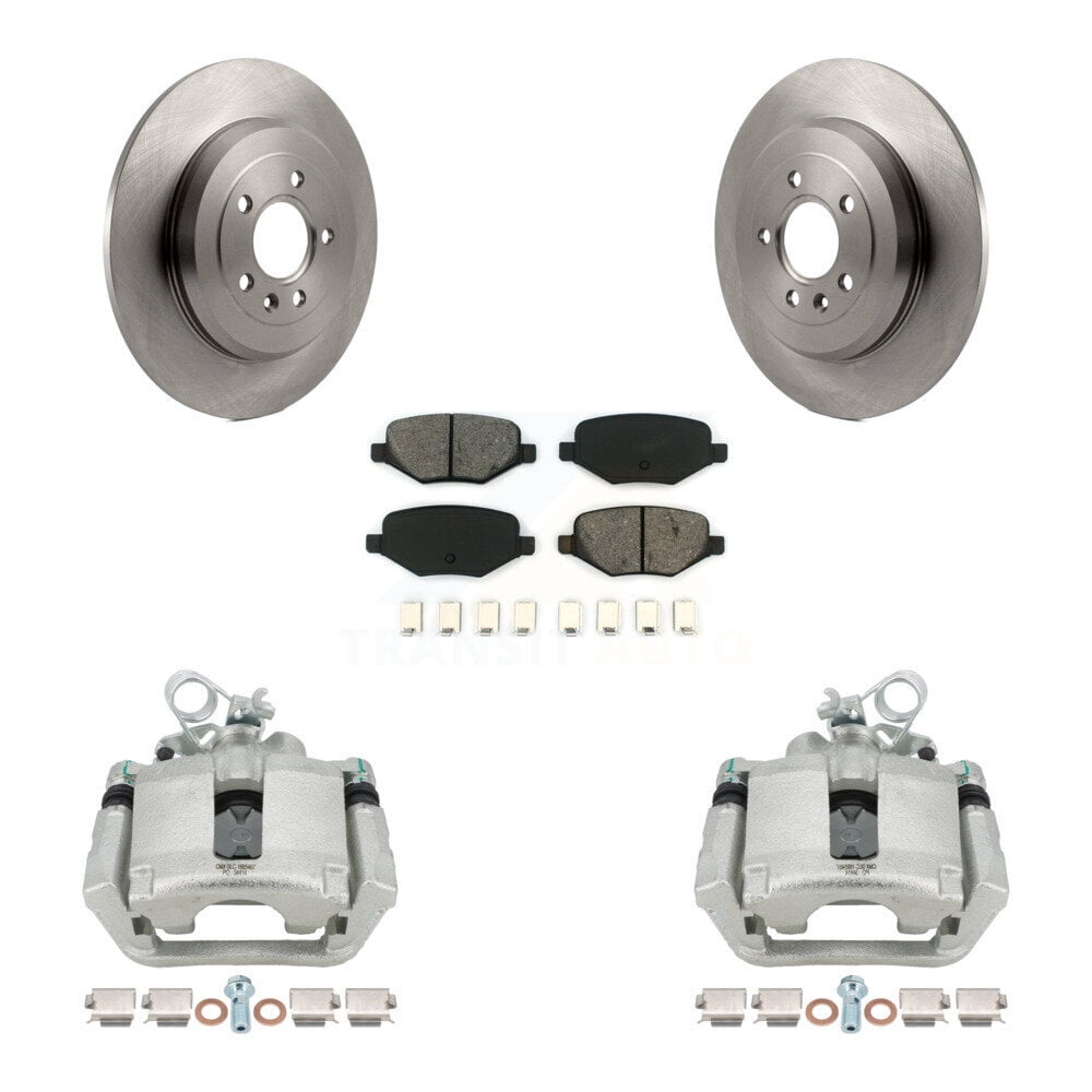 Transit Auto Rear Disc Brake Caliper Rotors and Semi-Metallic Pads Kit ...