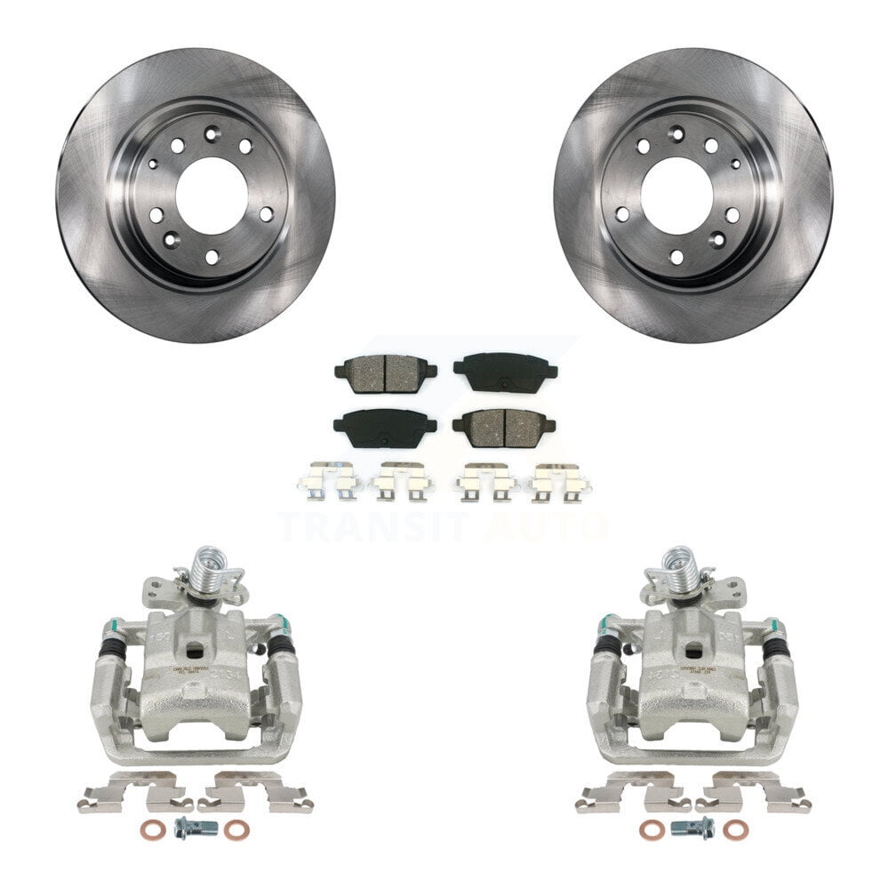 Transit Auto Rear Disc Brake Caliper Rotors and Semi-Metallic Pads Kit ...