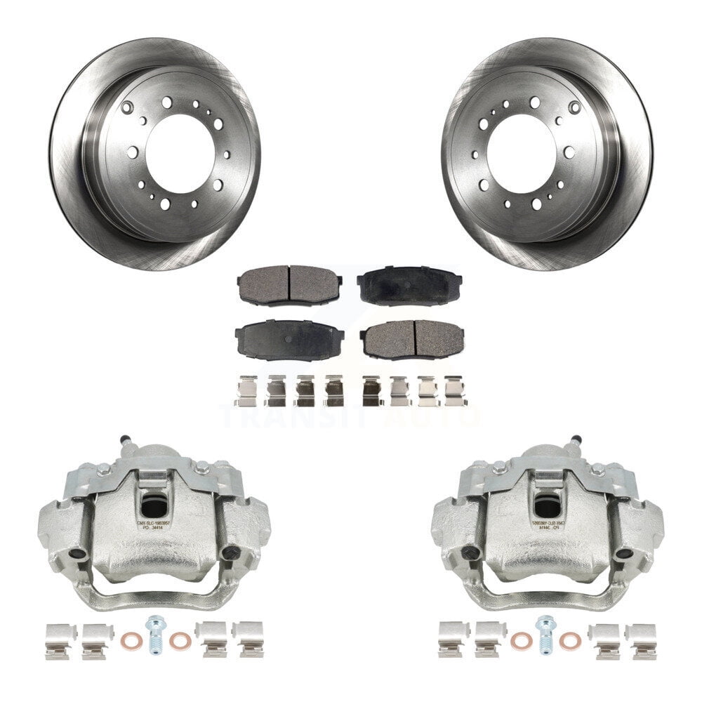 Transit Auto Rear Disc Brake Caliper Rotors and Semi-Metallic Pads Kit ...