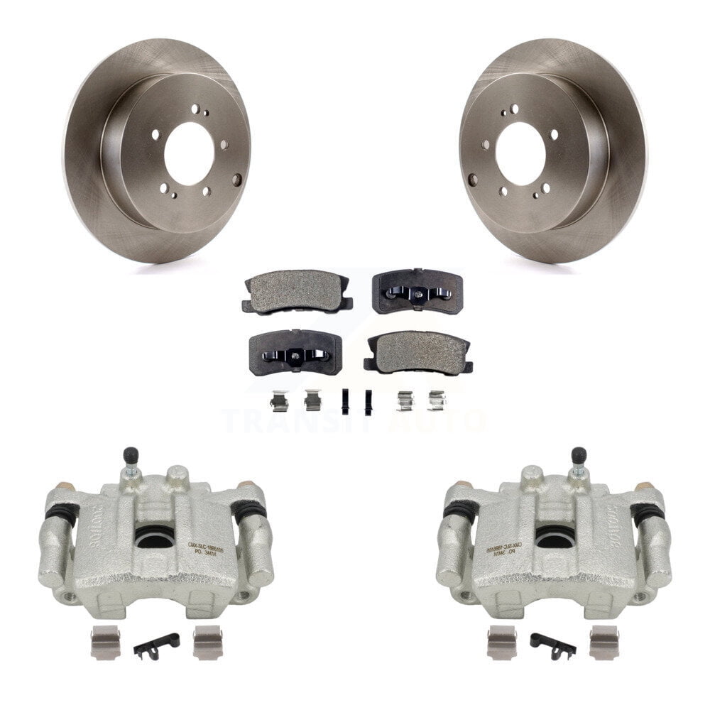 Transit Auto Rear Disc Brake Caliper Rotors and Semi-Metallic Pads Kit ...