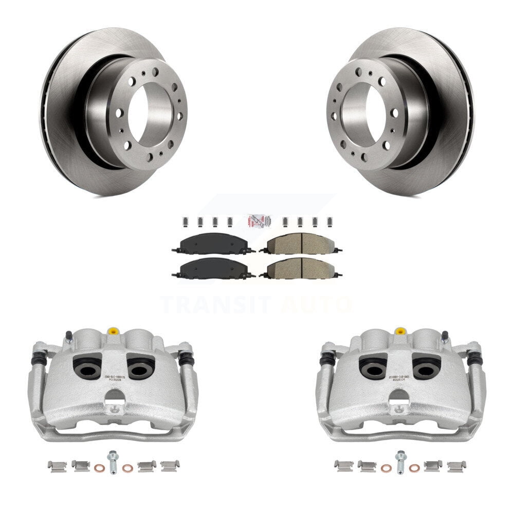 Transit Auto Rear Disc Brake Caliper Rotors and Semi-Metallic Pads Kit ...