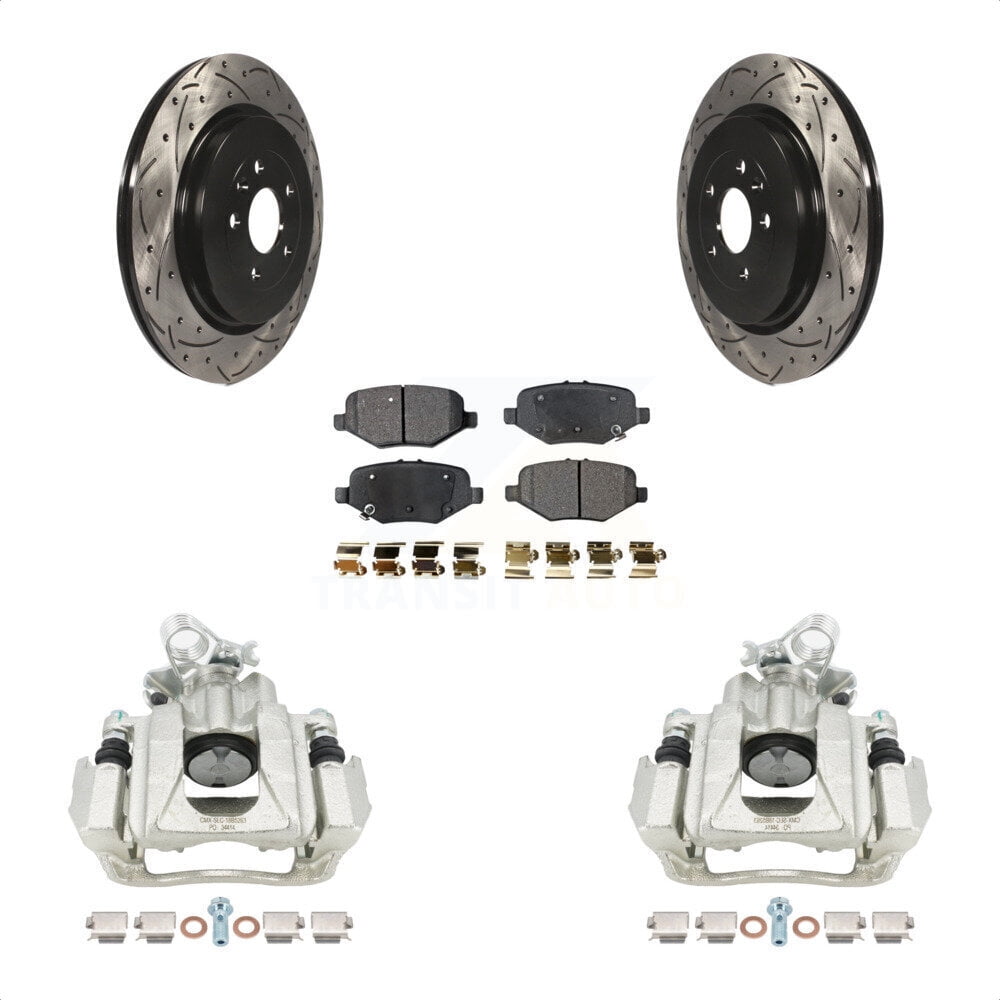 Transit Auto Rear Disc Brake Coated Caliper Drilled Slotted Rotors and ...