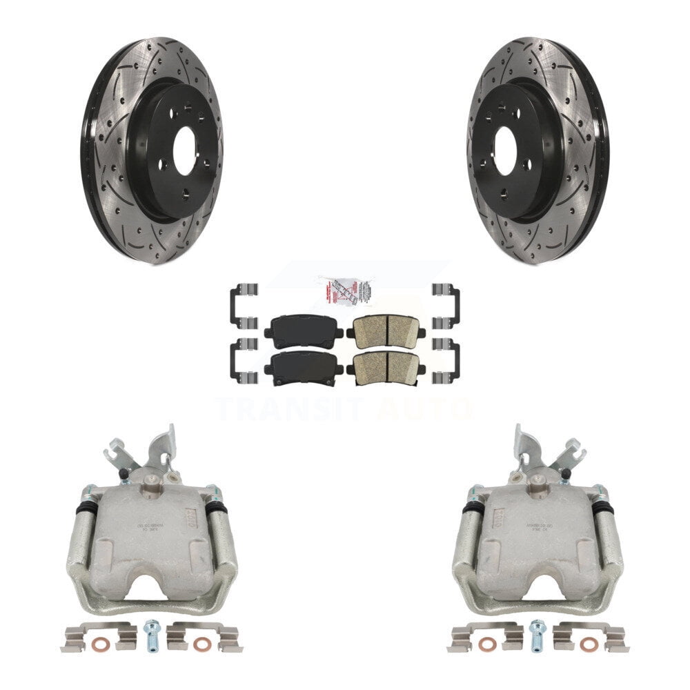 Transit Auto Rear Disc Brake Coated Caliper Drilled Slotted Rotors and ...