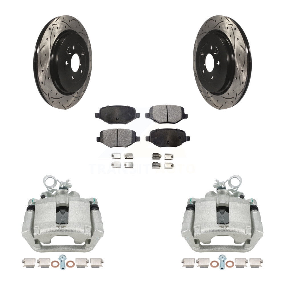 Transit Auto Rear Disc Brake Coated Caliper Drilled Slotted Rotors and ...