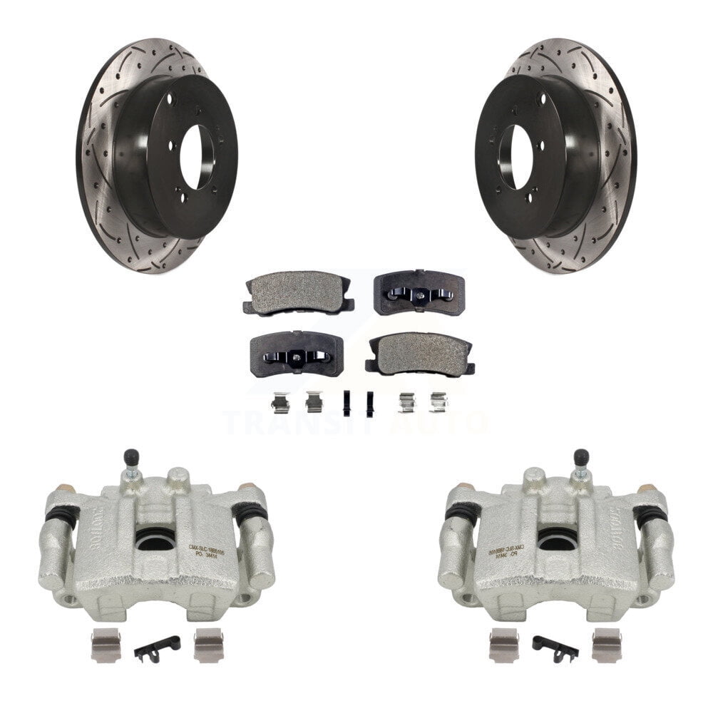 Transit Auto Rear Disc Brake Coated Caliper Drilled Slotted Rotors and ...