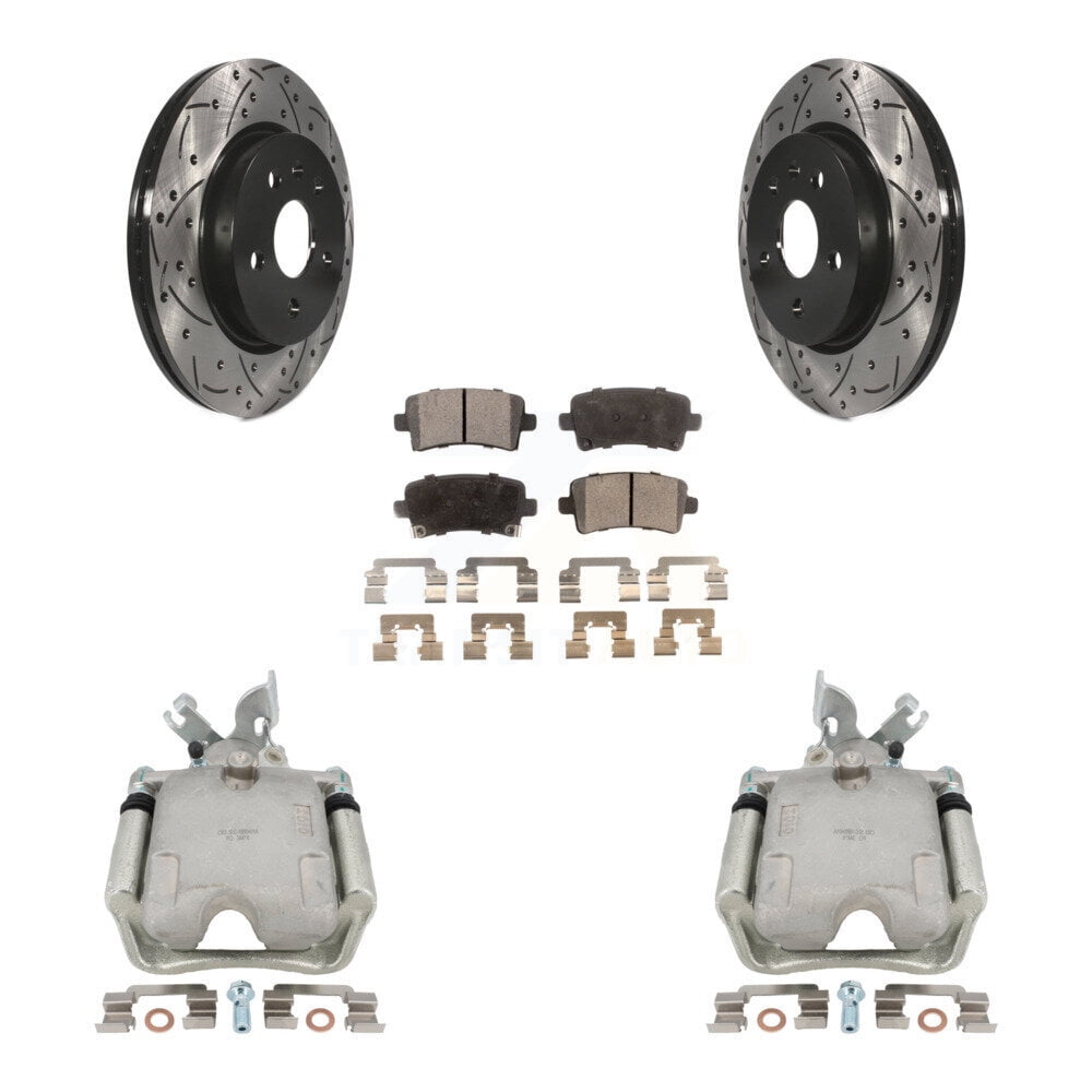 Transit Auto Rear Disc Brake Coated Caliper Drilled Slotted Rotors and ...