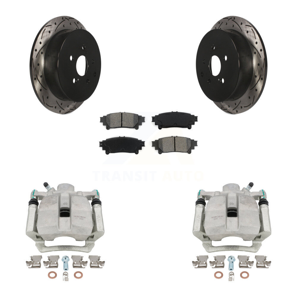Transit Auto Rear Disc Brake Coated Caliper Drilled Slotted Rotors and ...