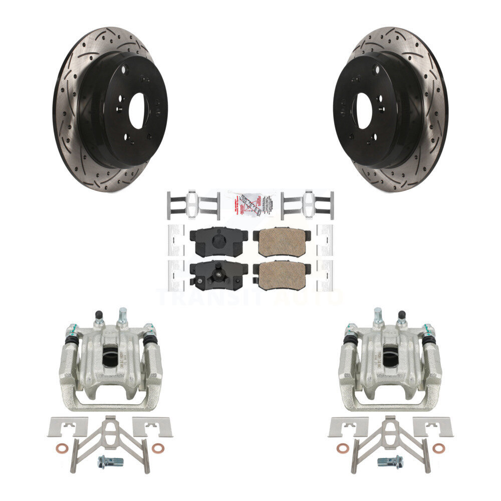 Transit Auto Rear Disc Brake Coated Caliper Drilled Slotted Rotors and ...