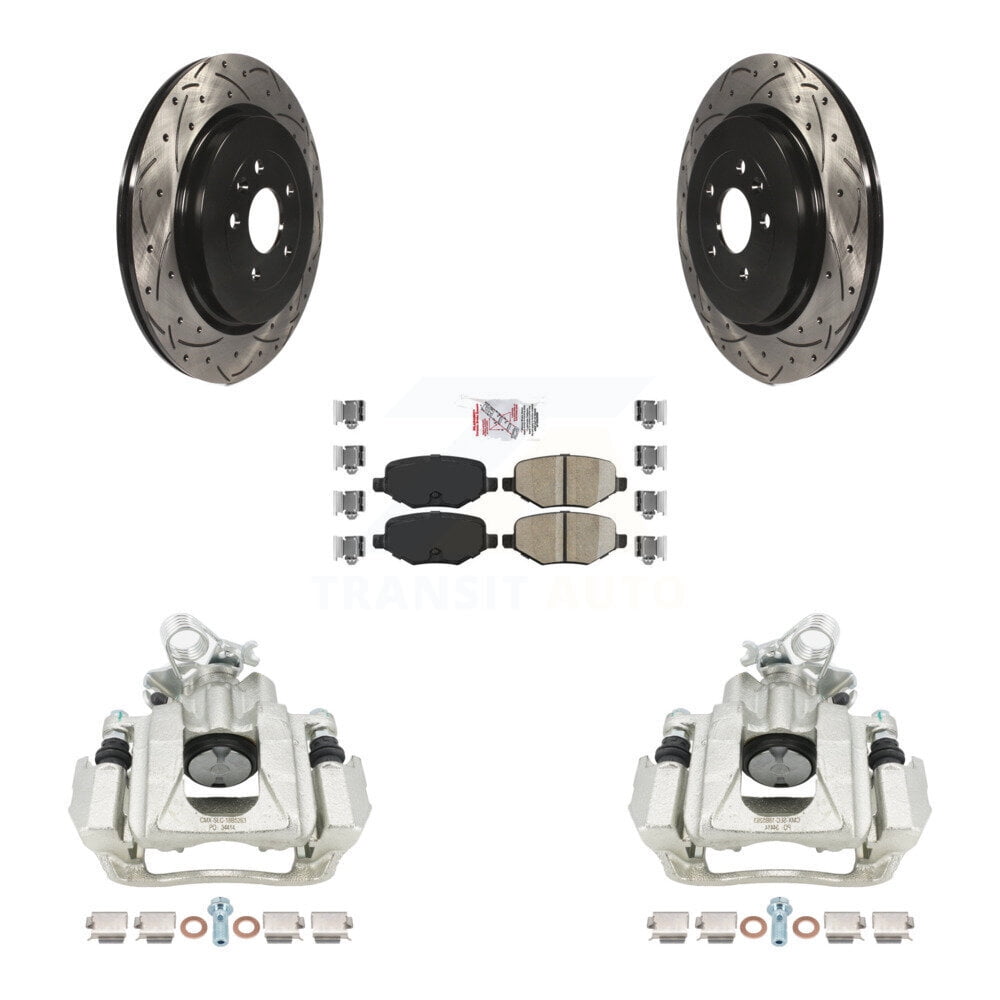 Transit Auto Rear Disc Brake Coated Caliper Drilled Slotted Rotors and ...