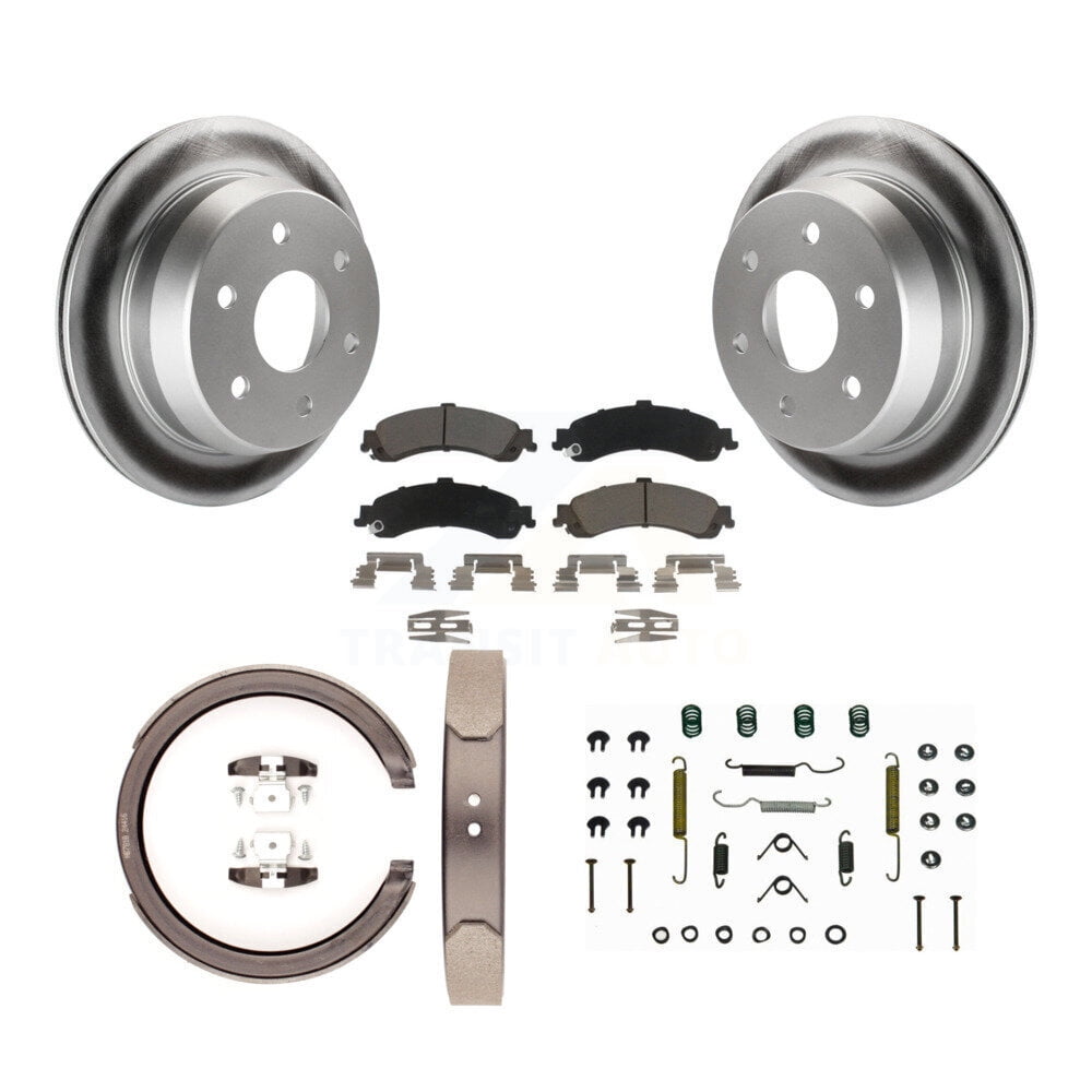 Transit Auto Rear Disc Coated Rotors Ceramic Pads Parking Brake Shoes ...