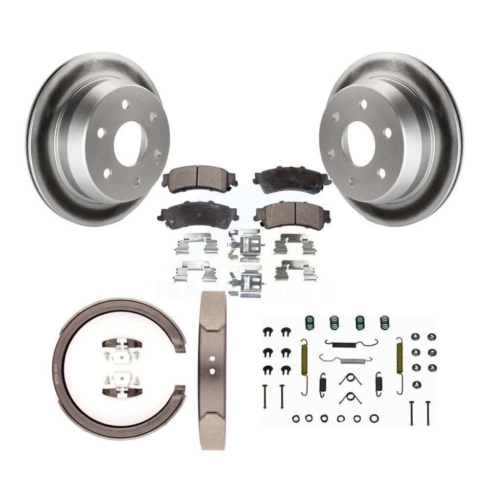 Transit Auto Rear Disc Coated Rotors Ceramic Pads Parking Brake Shoes ...