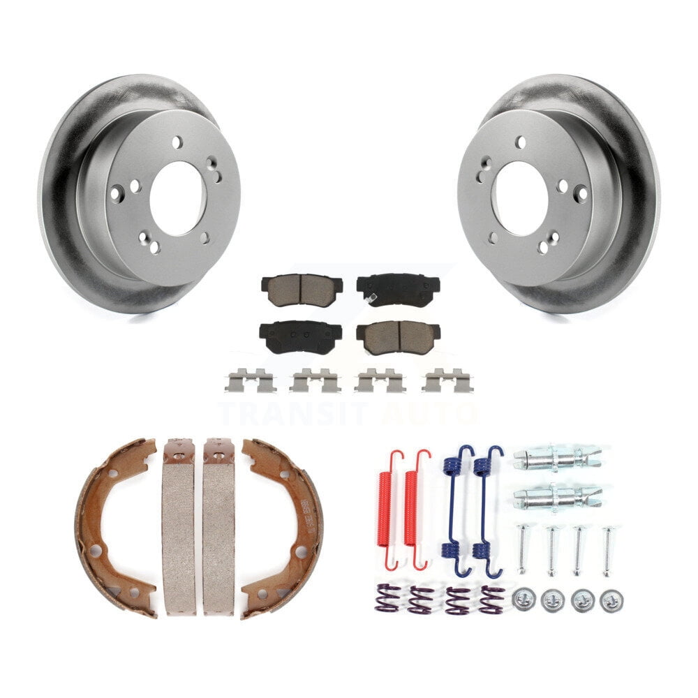 Transit Auto Rear Disc Coated Rotors Ceramic Pads Parking Brake Shoes and Hardware Kit for Car ...
