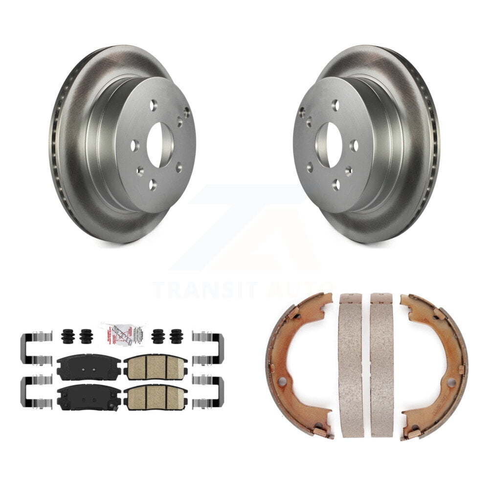 Transit Auto Rear Disc Coated Rotors Ceramic Pads and Parking Brake ...