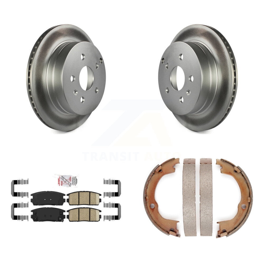 Transit Auto Rear Disc Coated Rotors Ceramic Pads and Parking Brake ...