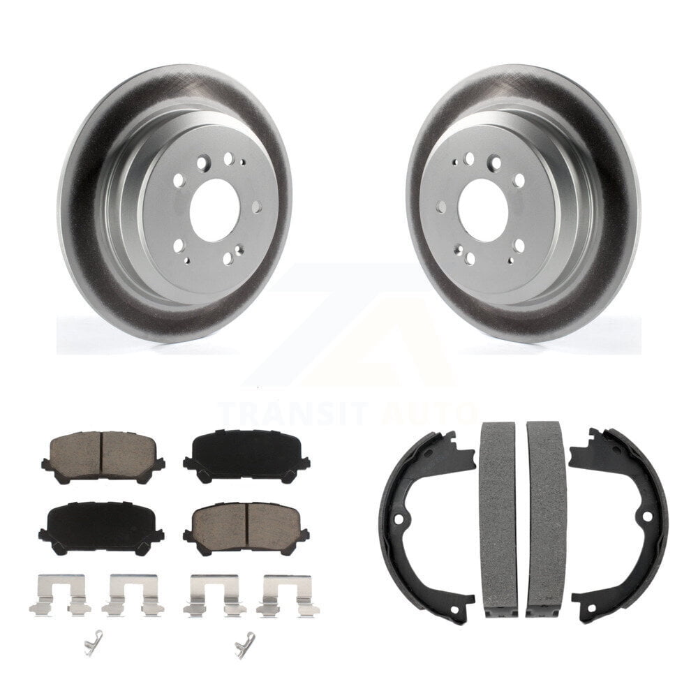 Transit Auto Rear Disc Coated Rotors Ceramic Pads and Parking Brake Shoes Kit for Car Honda ...