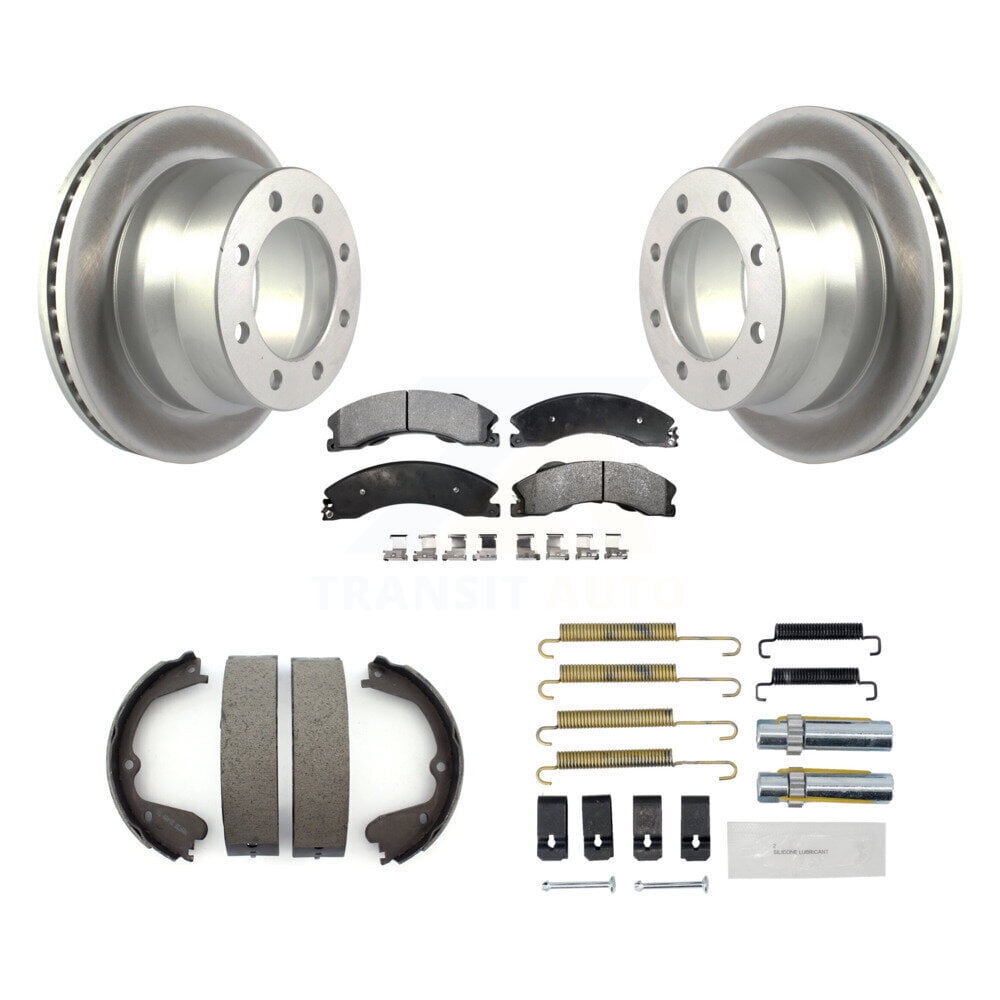 Transit Auto Rear Disc Coated Rotors Semi-Metallic Pads Parking Brake ...