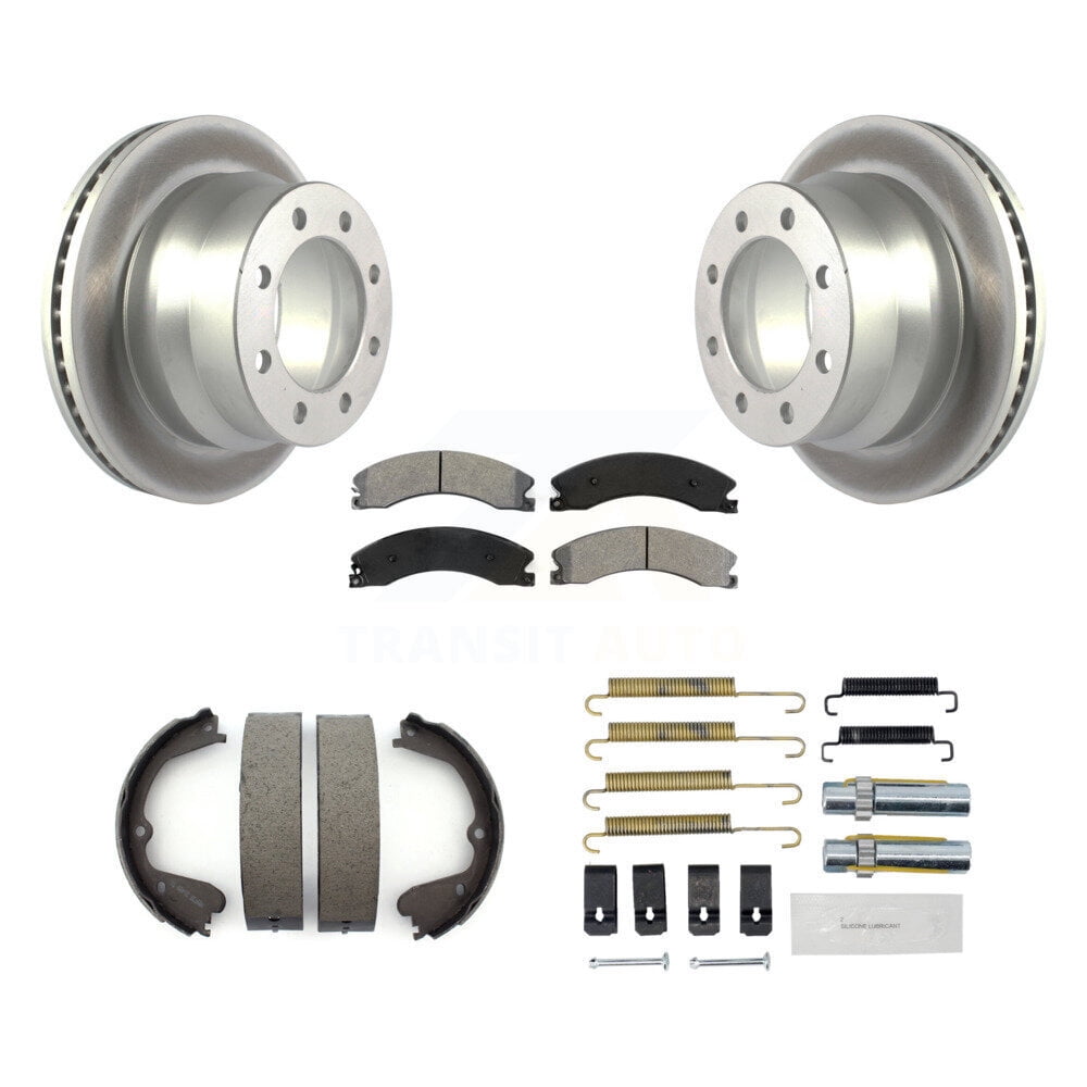 Transit Auto Rear Disc Coated Rotors Semi-Metallic Pads Parking Brake ...