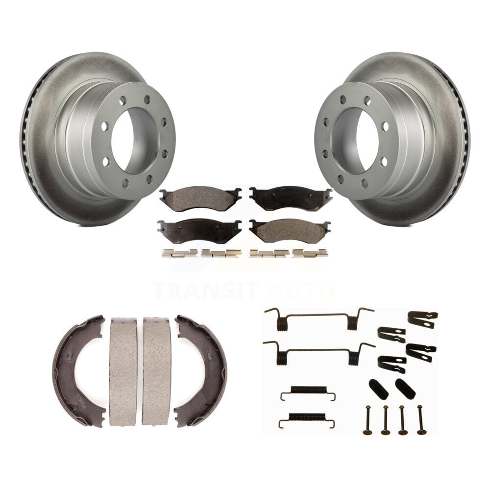 Transit Auto Rear Disc Coated Rotors Semi-Metallic Pads Parking Brake ...