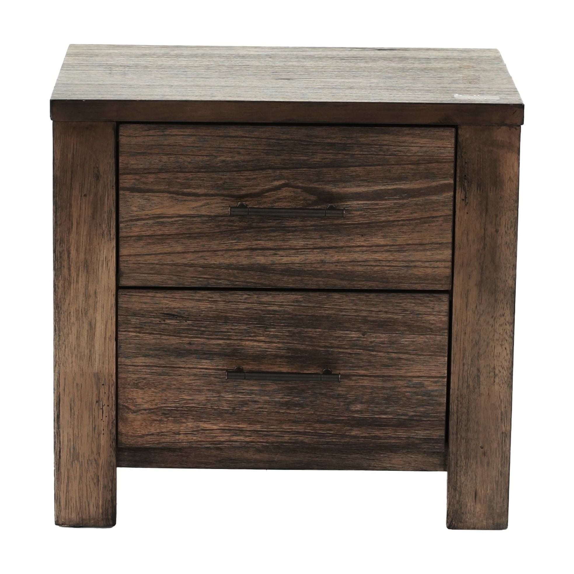 Transitional 2 Bedroom Nightstand - Oak Finish Wooden Storage Table ...