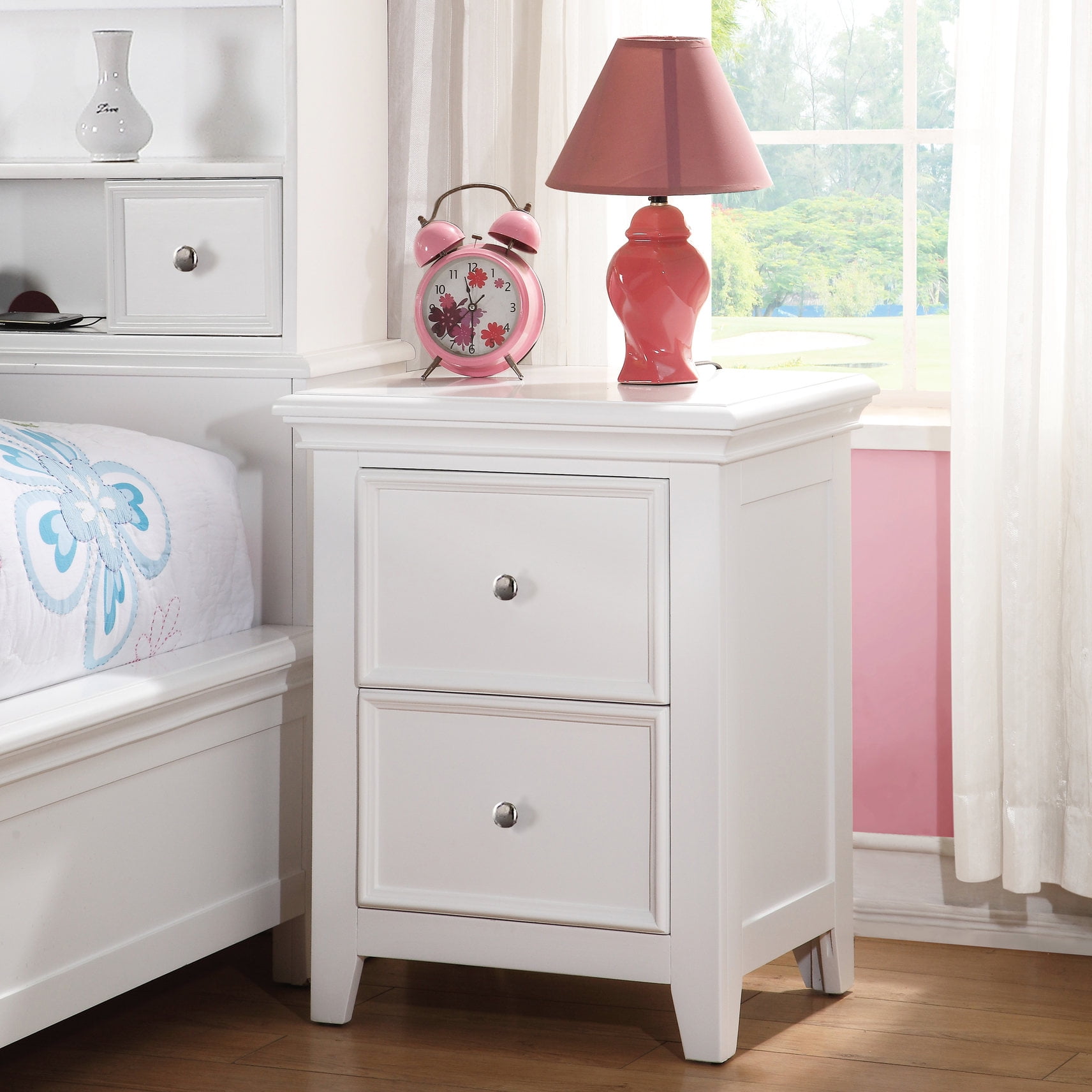 Transitional 2-drawer White Pine Nightstand / Functional Bedroom Piece ...