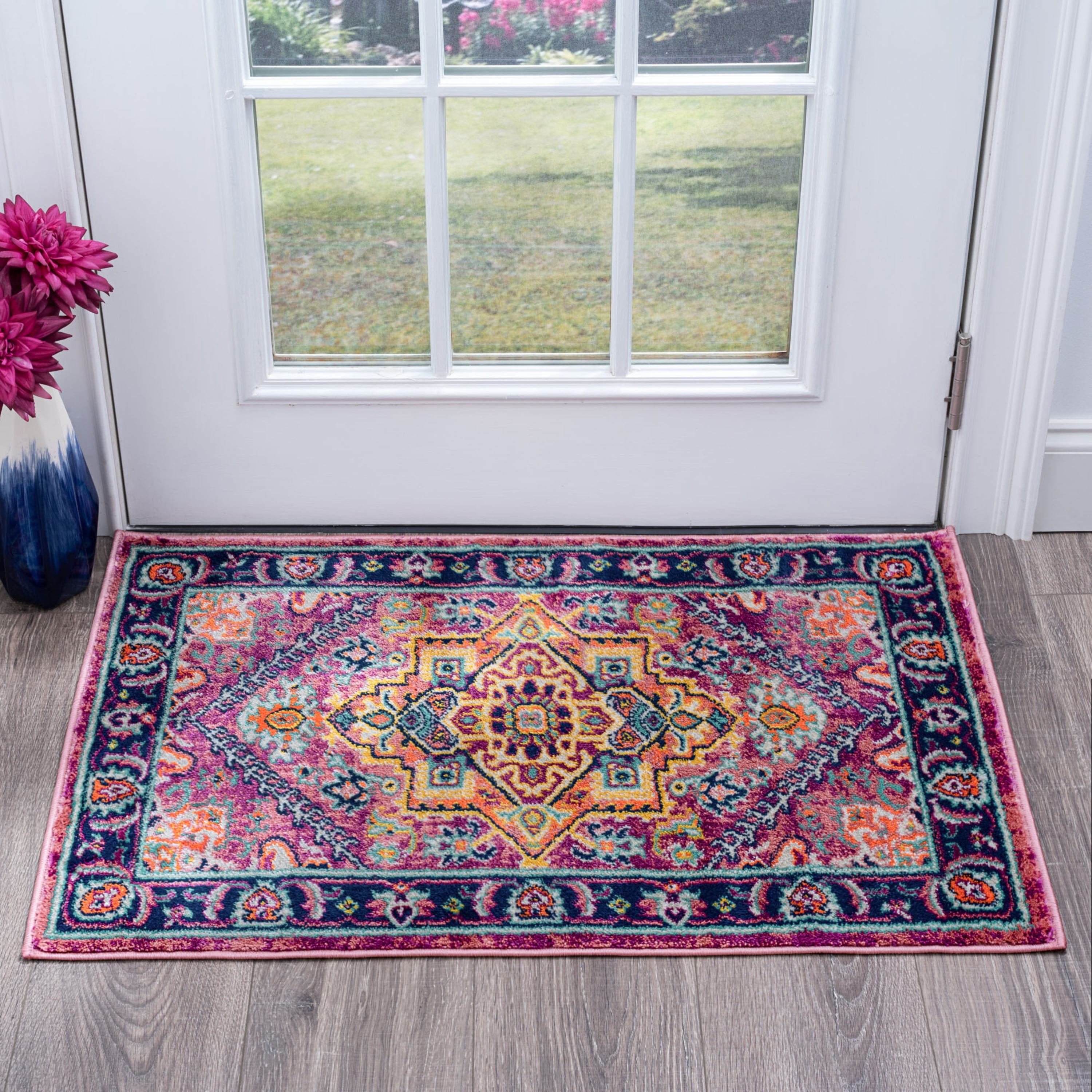 Transitional 2x3 Area Rug (2' x 3') Oriental Purple, Orange Indoor ...