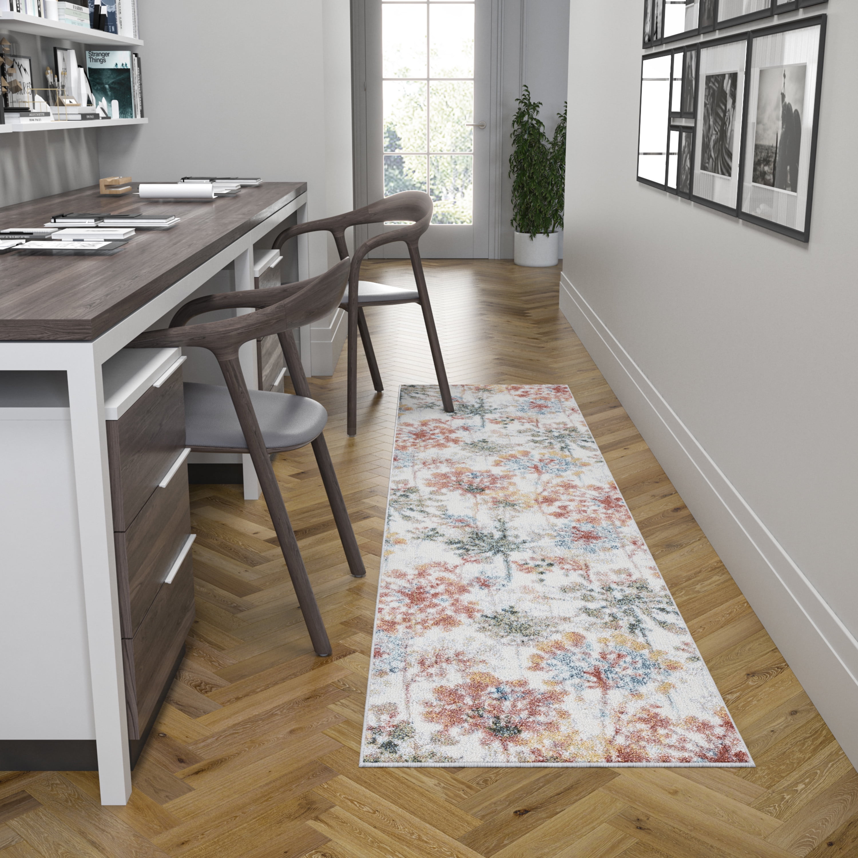 Transitional 2x8 Area Rug (2'3'' x 7'3'') Floral Cream Indoor Runner ...