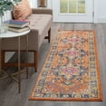 Transitional 2x8 Area Rug (2'3'' x 7'6'') Oriental Orange, Navy Indoor ...